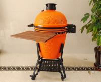 China 21.5 Inch SGS Charcoal Kamado Grill Orange Ceramic Smoker with 304 Stainless Steel Grills for sale