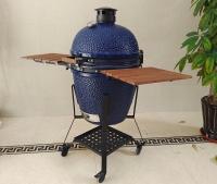 China 21.5 Inch SGS Charcoal Kamado Grill Dark Blue Ceramic Smoker with 304 Stainless Steel Grills for sale