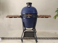 China 21.5 Inch SGS Charcoal Kamado Grill Dark Blue Ceramic Smoker with 304 Stainless Steel Grills for sale