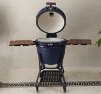 China 21.5 Inch SGS Charcoal Kamado Grill Dark Blue Ceramic Smoker with 304 Stainless Steel Grills for sale