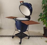 China 21.5 Inch SGS Charcoal Kamado Grill Dark Blue Ceramic Smoker with 304 Stainless Steel Grills for sale