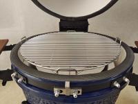 China 21.5 Inch SGS Charcoal Kamado Grill Dark Blue Ceramic Smoker with 304 Stainless Steel Grills for sale