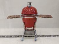 China 21.5 Inch Ceramic Kamado Grill Smoker 304 Stainless Steel Accessories Wine Red for sale
