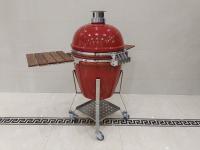 China 21.5 Inch Ceramic Kamado Grill Smoker 304 Stainless Steel Accessories Wine Red for sale