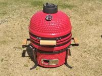 China Red Glazed 15 Inch Kamado Grill Smoker Ceramic Charcoal Kitchenware for sale