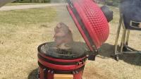 China Red Glazed 15 Inch Kamado Grill Smoker Ceramic Charcoal Kitchenware for sale