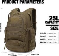 China Military Style Waterproof Tactical Backpack Tan Color Molle Tactical Backpack for sale