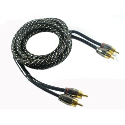 China 1 ft Silver OFC Copper Cable Double Shielded Car Audio Cable Interconnect With PVC Jacket for sale