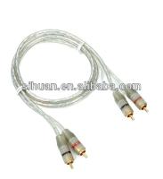 China 1 ft Silver OFC Copper Cable Double Shielded Car Audio Cable Interconnect With PVC Jacket for sale