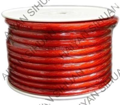 China SAE J1128 Standard 8AWG Transparent Red Car Audio Power Cable with ISO9001 Certificate for sale