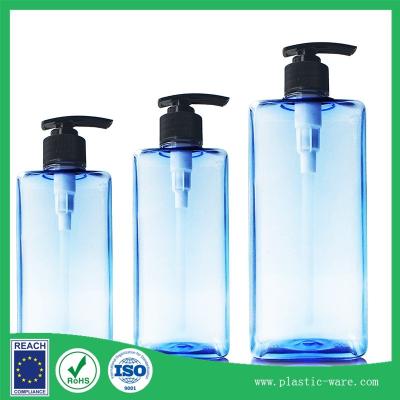 China 1000ml 500ml 300ml square shampoo blue bottle with pump shampoo dispenser bottles for sale