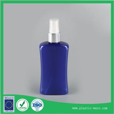 China 250 ml blue plastic pump bottles cosmetic packaging bottles frosted cosmetic bottles for sale