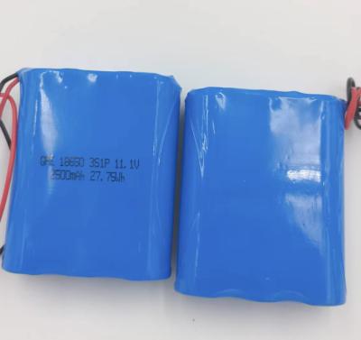 China 11.1V 2500mAh Lithium Ion Battery Pack ICR18650 3S1P Rechargeable Li Ion Battery Pack for sale
