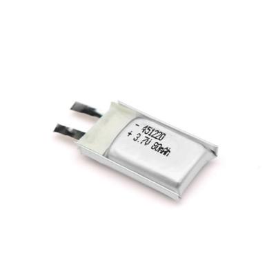 China 80mAh 3.7V 451220 Lithium Polymer Battery with Wire PCM Connector for TWS Earbuds for sale
