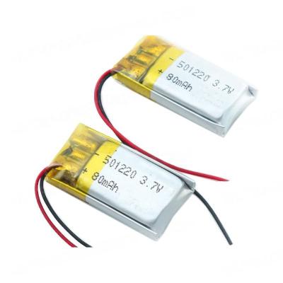 China Rechargeable Small Size 5*12*20mm 3.7V 80mAh Lithium Polymer Battery for BT Headset and Portable Devices for sale