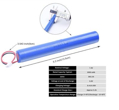 China ICR18650 2S1P 7.4V 2000mAh Li Ion Battery with 500 Cycle Life Over-Current Protection and Grade A Cells for sale