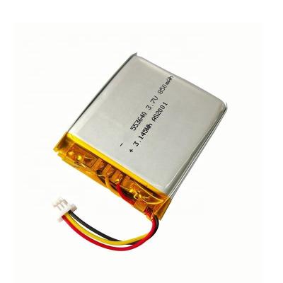 China 553640 Rechargeable 3.7V 850mAh Lithium Polymer Battery Pack with 500 Times Cycle Life for sale