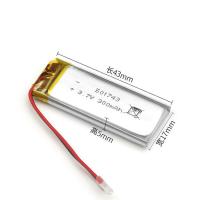 China 300mAh 3.7V Li Poly Rechargeable Battery Pack with 500 Times Cycle Life for Medical Devices for sale
