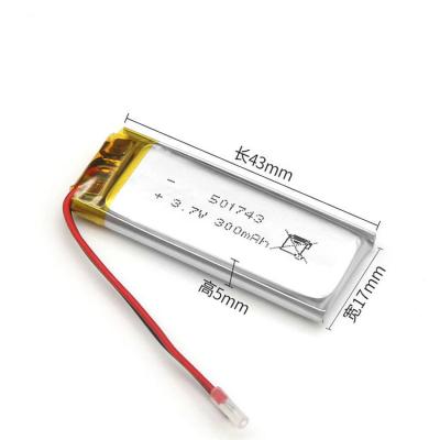 China 300mAh 3.7V Li Poly Rechargeable Battery Pack with 500 Times Cycle Life for Medical Devices for sale