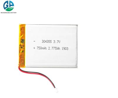 China 7.4V 750mAh Lipo Battery Pack with 500 Times Cycle Life Rechargeable Lithium Polymer Battery for sale