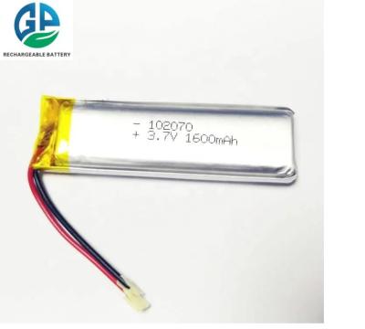 China KC 1600mAh 102070 3.7V Lithium Polymer Battery Rechargeable Li-Po Battery Pack for sale