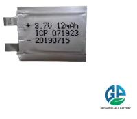 China Ultra Thin 3.7V 12mAh Lithium Polymer Battery Rechargeable LiPo Battery for sale