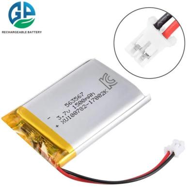 China 563567 Model 3.7V 1500mAh Rechargeable Li Polymer Battery Lipo Battery Pack for sale