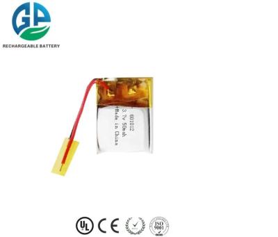China 601012 Smallest 3.7 V Lithium Ion Polymer Battery 50mah For Electronic Card for sale