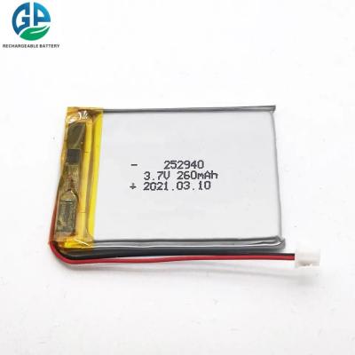 China Iec62133 252940 Lithium Polymer Battery Pack 260mah 3.7v for sale