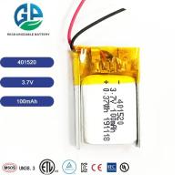 China KC Approved 401520 3.7V 100mAh Rechargeable Lithium Polymer Battery with PCB and JST PH2.0 Connector for sale