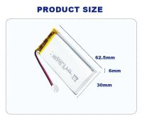 China Rechargeable 603060 1250mAh 3.7V Polymer Lithium Battery Pack KC IEC62133 Approved for sale