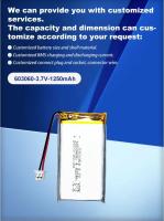 China Rechargeable 603060 1250mAh 3.7V Polymer Lithium Battery Pack KC IEC62133 Approved for sale