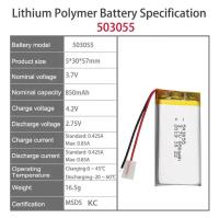 China KC Approved 3.7V 850mAh Lithium Polymer Battery Rechargeable LiPo Battery for Beauty Devices for sale