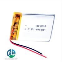 China 503040 Size 3.7V 600mAh KC IEC62133 Certified Lithium Polymer Lipo Rechargeable Battery Pack for sale
