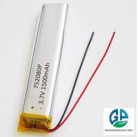 China 3.7V 1500mAh 752080 Lithium Polymer Battery Pack Rechargeable LiPo Battery for Heating Devices for sale
