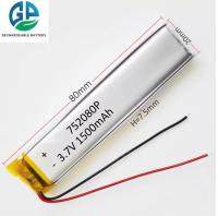 China 3.7V 1500mAh 752080 Lithium Polymer Battery Pack Rechargeable LiPo Battery for Heating Devices for sale