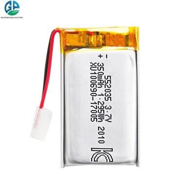 China KC CE Approved 3.7V 350mAh Lithium Polymer Battery LiPo Rechargeable Battery 552035 for sale