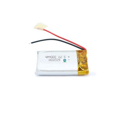 China 602030 3.7V 300mAh Lithium Polymer Battery Pack High Capacity Rechargeable LiPo Battery for sale