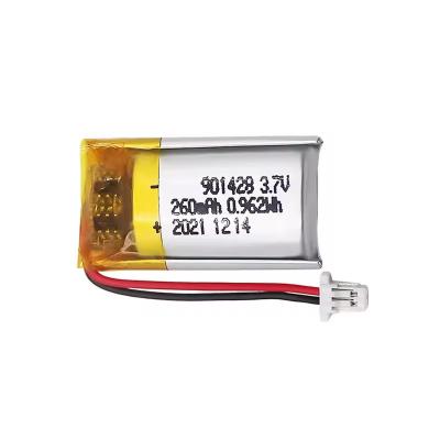 China 901428 260mAh 3.7V 500 Cycles Lithium Polymer Battery Pack Custom LiPo Battery for sale