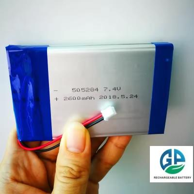China High Capacity 7.4V 2600mAh Li Polymer Battery 505284 2S1P Rechargeable Lipo Battery for Digital Products for sale
