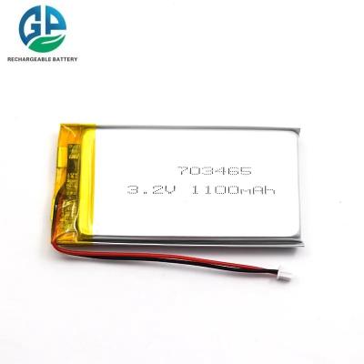 China KC IEC62133 Approve Lipo Battery Rechargeable Battery Pack With Pcb 703465 3.2v 1100mah Small Lipo Lifepo4 Battery Cell for sale
