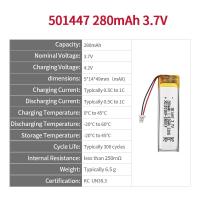 China High Discharge Rate 30C Rechargeable Customized LED Li-Polymer Battery 3.7V 280mAh for sale