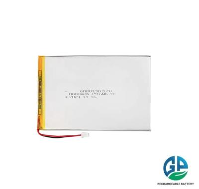 China Lithium Ion Polymer Rechargeable Lipo Battery Pack 6080130 8000mAh 3.7V Rechargeable Li-polymer Battery for sale