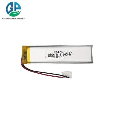 China High Capacity 3.7V 850mAh 500times Cycle Life Lithium Polymer Rechargeable Battery 851768 1S1P for sale