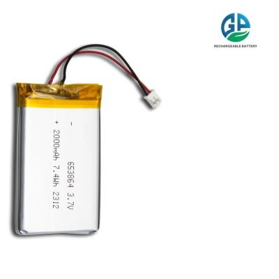 China 3.7V 2000mAh Lithium Polymer Battery Pack with 500 Times Cycle Life for Digital and Medical Devices for sale