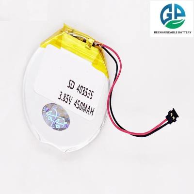 China 3.7V 450mAh 453535 Lithium Polymer Battery Pack with 500 Times Cycle Life Rechargeable Lipo Battery for sale