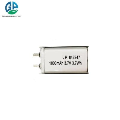 China Rechargeable KC CE  3.7v 1000mah Lipo Bataries Lithium Polymer Battery Pack  843347 3.7v 1000mAh Lipo Lithium Liion Rechargeable Battery for sale
