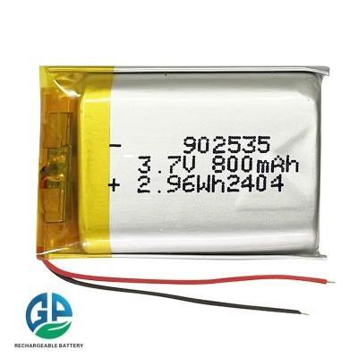 China 902535 Model 3.7V 800mAh Lithium Polymer Battery Pack Rechargeable LiPo Battery for sale