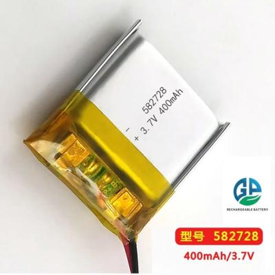 China 3.7V 582728 400mAh Rechargeable Lithium Ion Polymer Battery With UN38.3 3.7v Li Polymer Battery Power Bank for sale