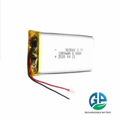 China High Discharge Rate 3.7V 1800mAh Lithium Polymer Battery Rechargeable LiPo Battery Pack 803060 for sale